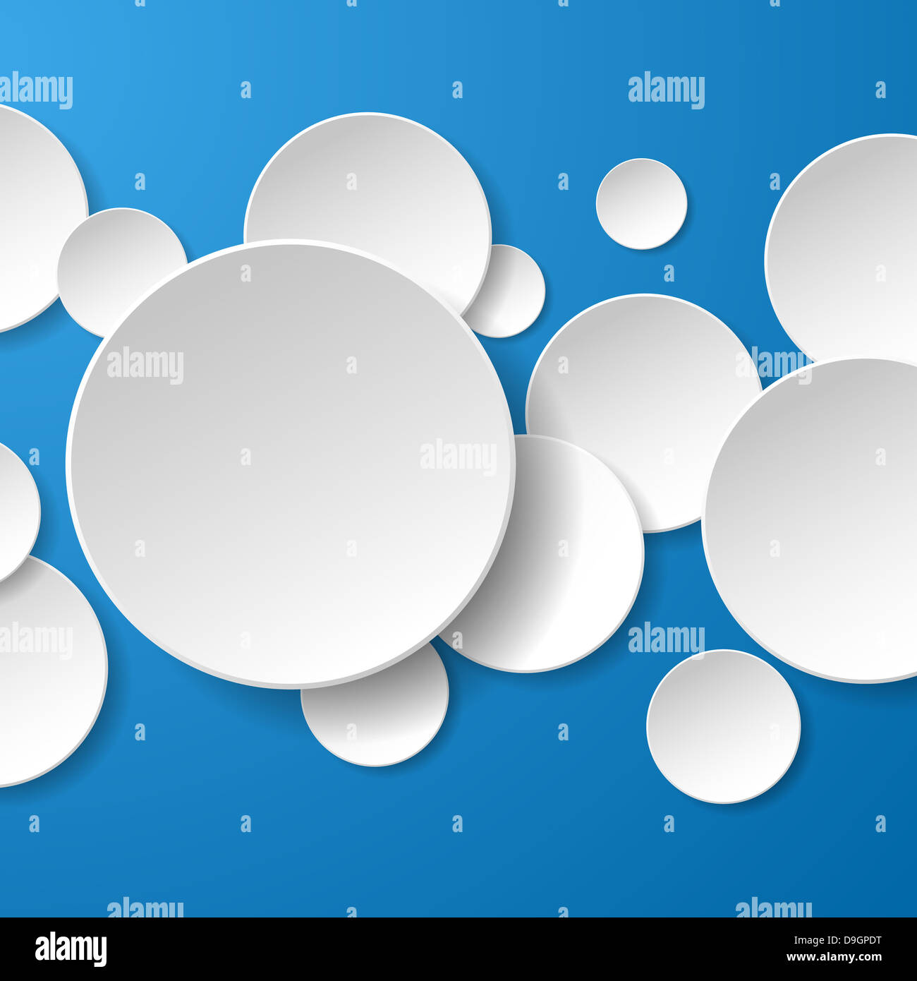 Abstract white paper circles on blue background. Vector eps10 ...
