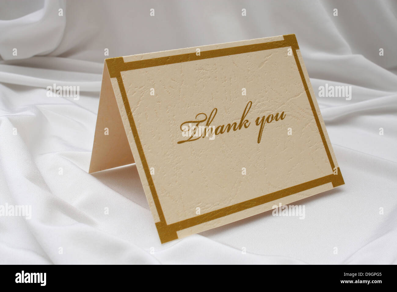 Thank you text on card Stock Photo - Alamy