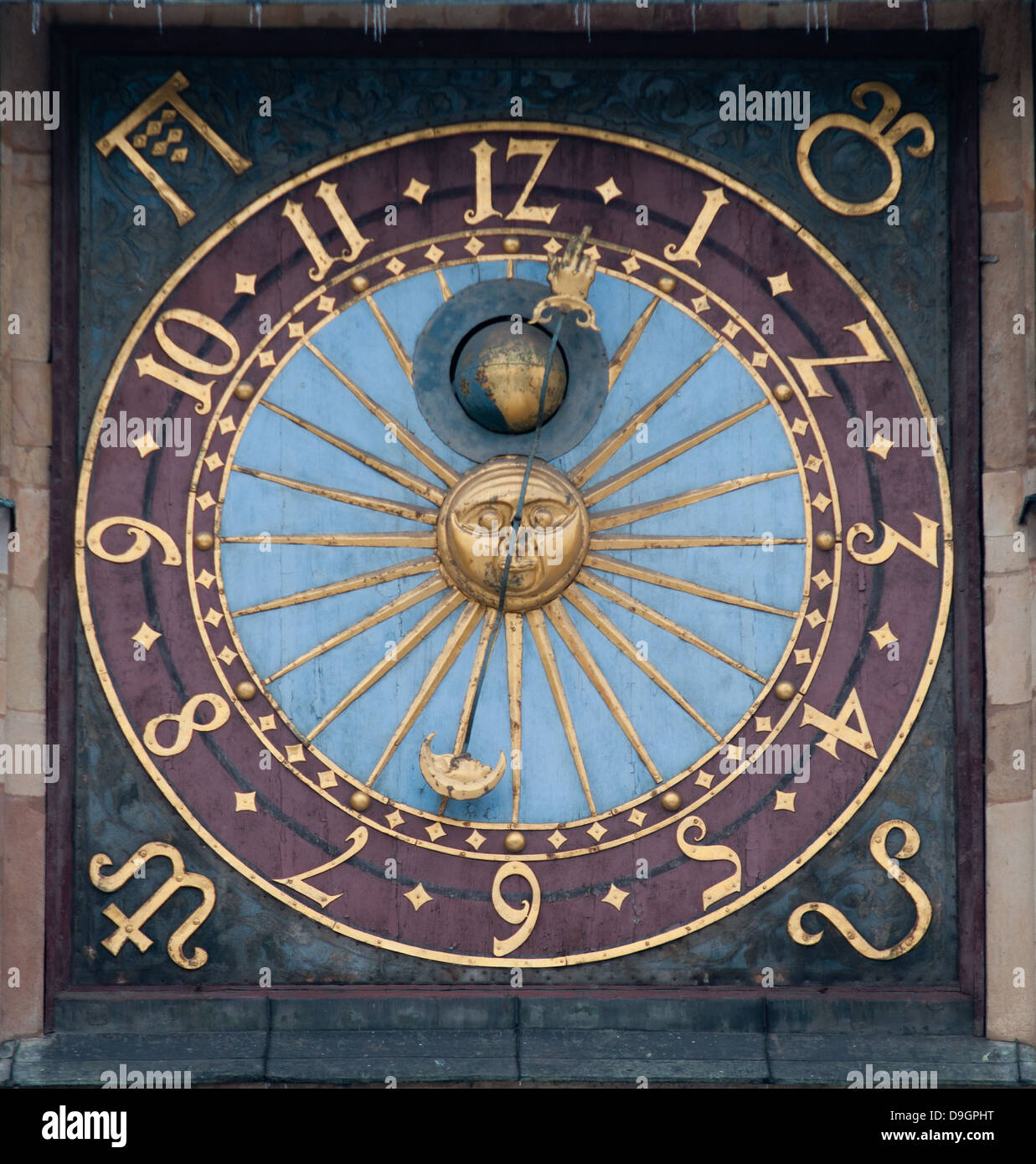 Closeup of solar clock on Wroclaw's Tower, Poland Stock Photo - Alamy