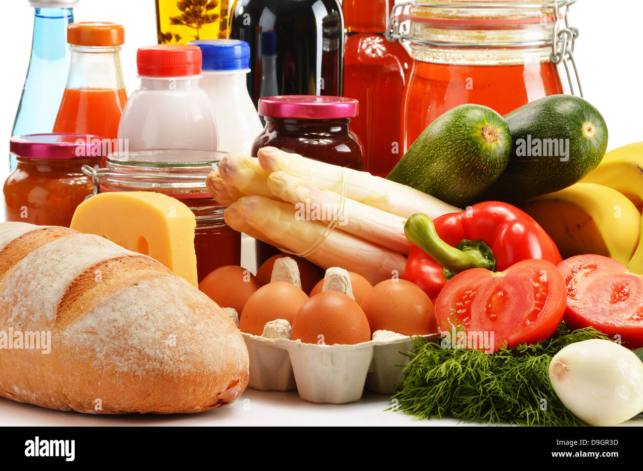 Composition with grocery products Stock Photo - Alamy