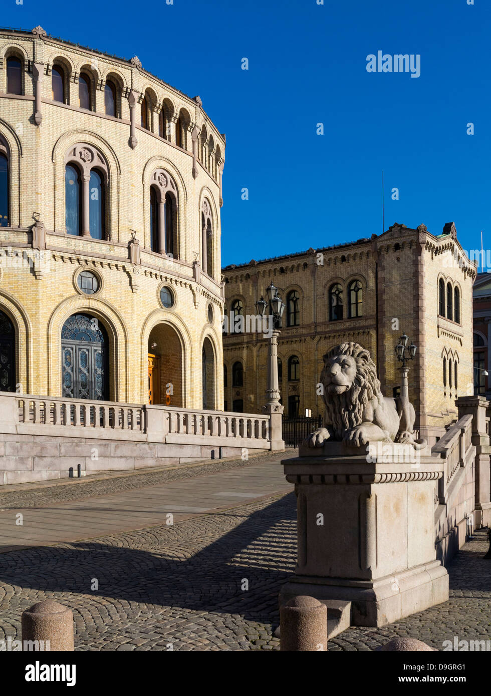 Norwegian Parliament building in Oslo, Norway, known as the Storting or ...
