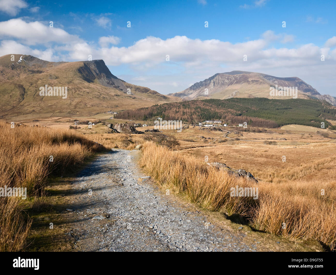 A view down Snowdon's Rhyd Ddu path to the Nantlle Ridge, Y Garn and ...