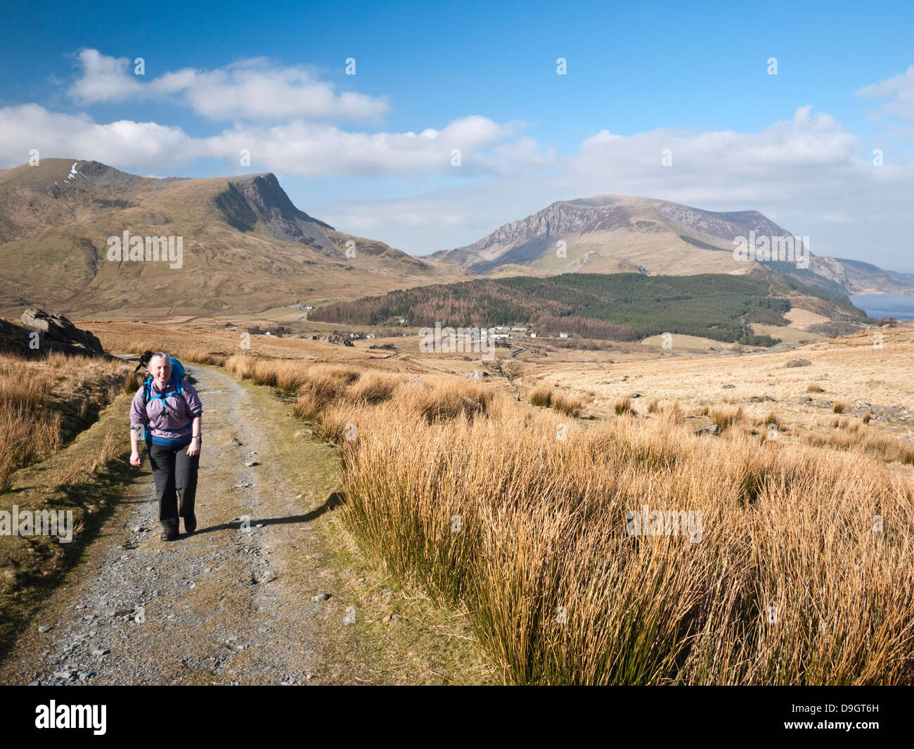 On the Rhyd Ddu path to Snowdon, with Y Garn, the Nantlle ridge and ...