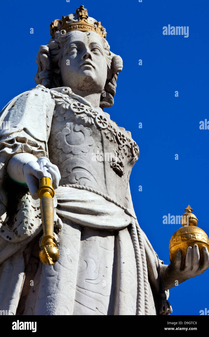 Statue of Queen Anne, situated outside St. Paul's Cathedral in London ...