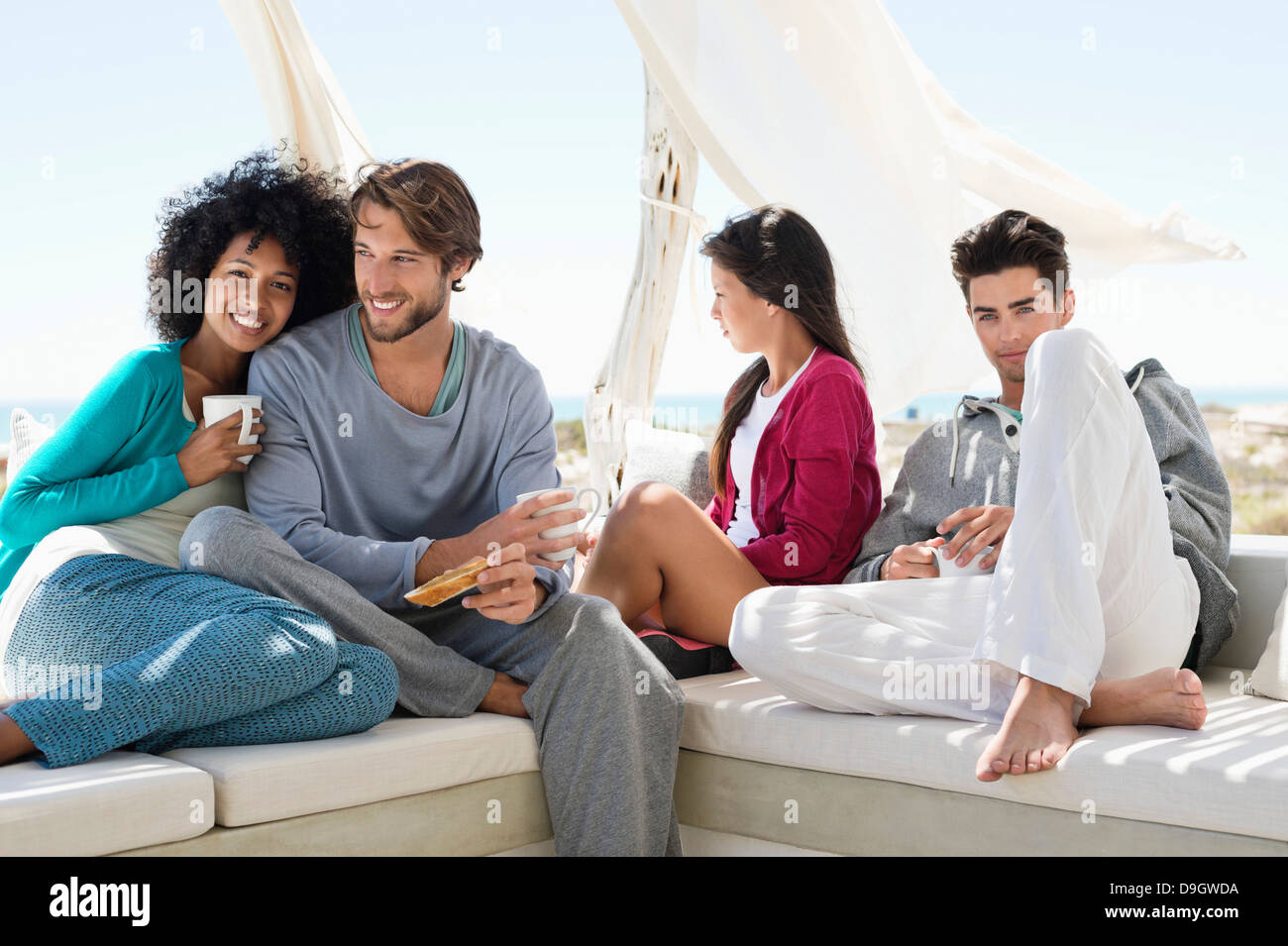 Man drinking coffee on terrace hi-res stock photography and images - Alamy