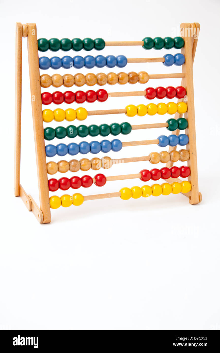 Old fashioned wooden abacus against a white background Stock Photo - Alamy