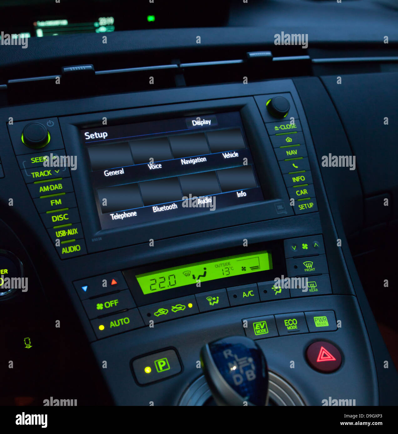 Several buttons and an LCD display of a modern passenger car Stock ...