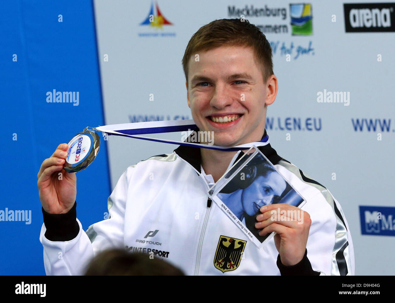 Rostock, Germany. 19th June, 2013. The German Martin Wolfram shows his ...