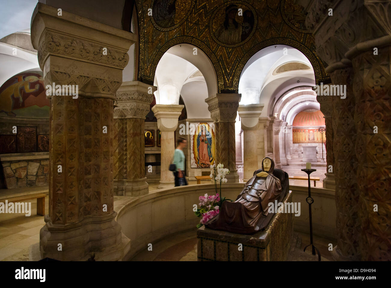 The statue of Mary in eternal sleep at the Dormition Church on Mount ...