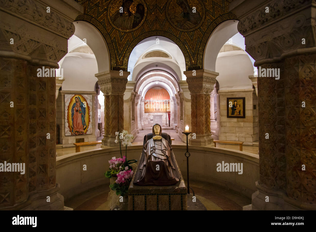 The statue of Mary in eternal sleep at the Dormition Church on Mount ...