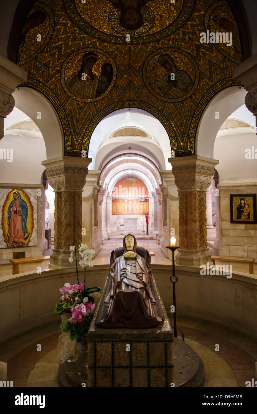 The statue of Mary in eternal sleep at the Dormition Church on Mount ...