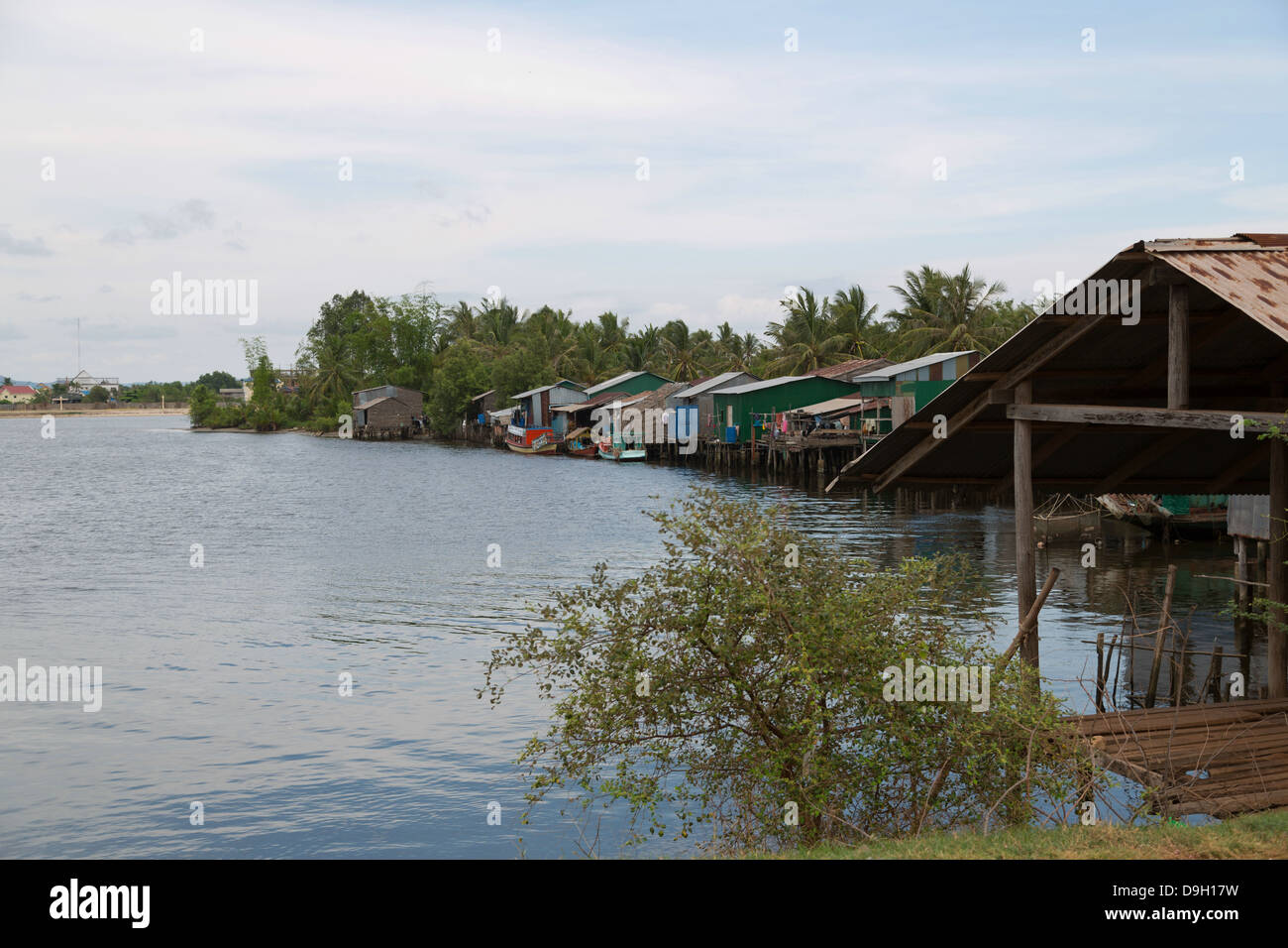 View over the River Prek Kampot in the City of Kampot, Cambodia Stock ...