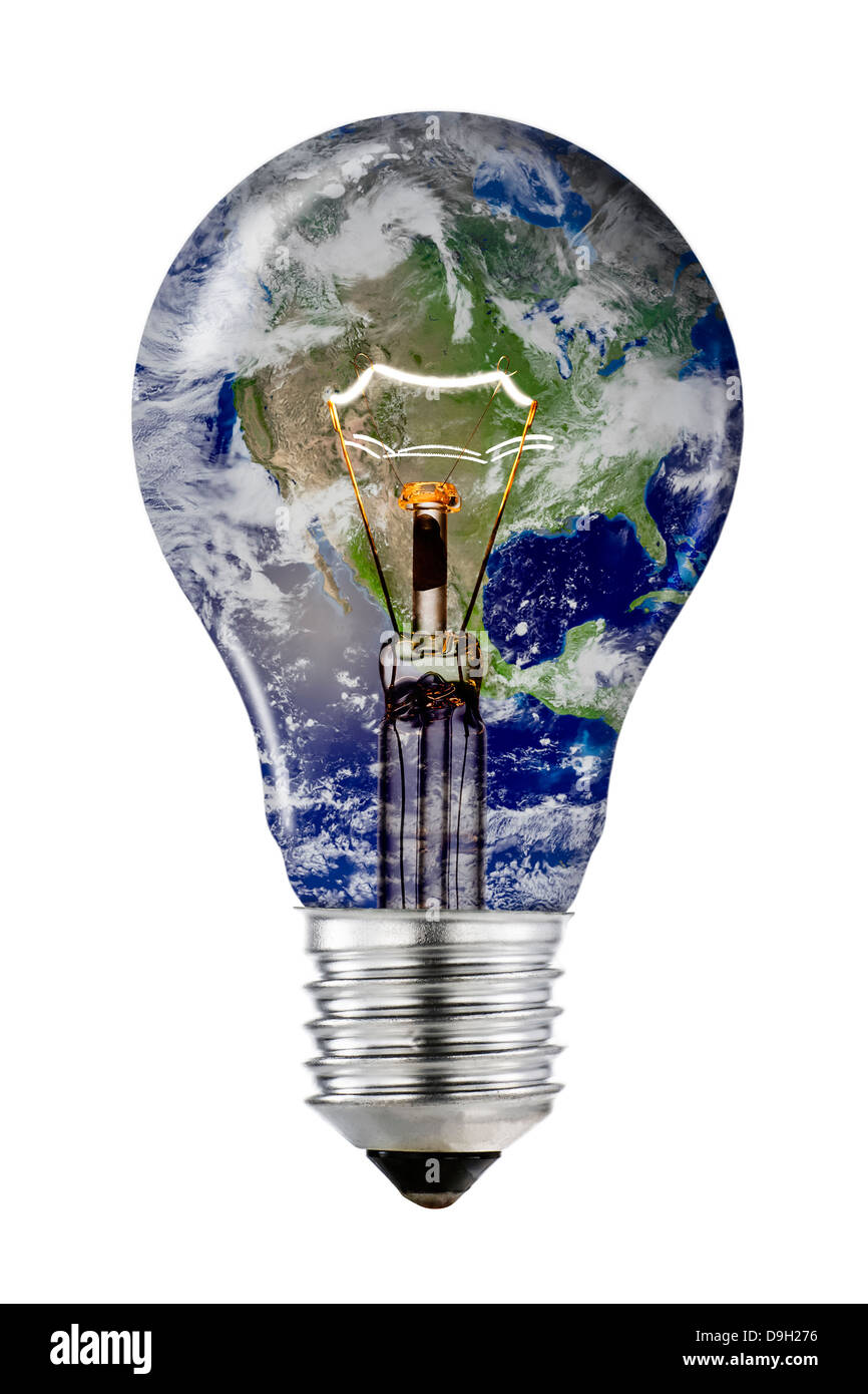 Planet Earth Lightbulb with Clipping Path (earth imagery by NASA Stock ...