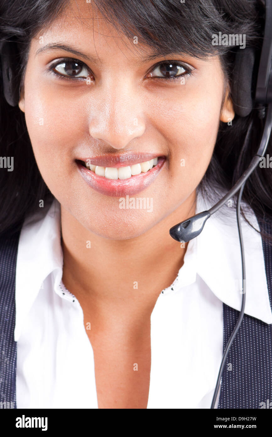 young Indian business woman or telephone operator with headset Stock ...