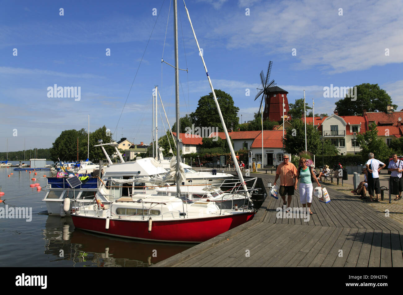 Harbour promenade in Straengnaes near Stockholm, Sweden, Scandinavia ...
