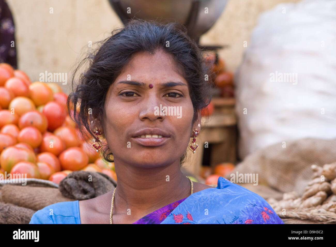 Asia, India, Karnataka, Mysore, Devaraja Market, Portrait of an Indian ...