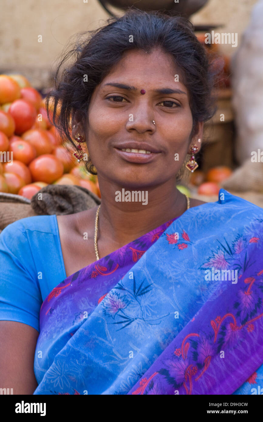 Asia, India, Karnataka, Mysore, Devaraja Market, Portrait of an Indian ...
