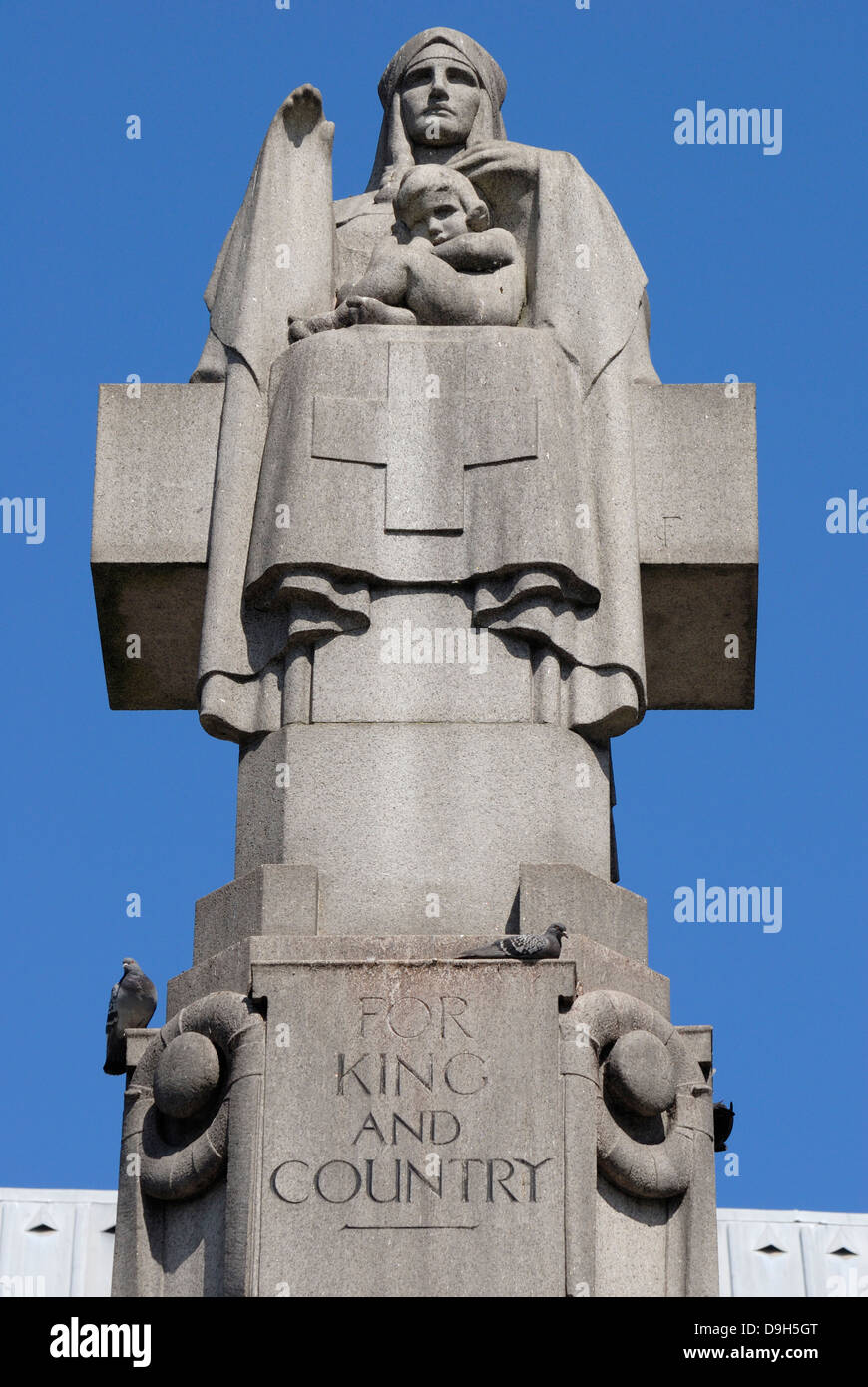 London, England, UK. Detail from the top of the Edith Cavell memorial ...