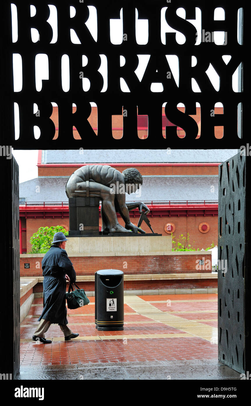 London, England, UK. British Library. Statue: Sir Isaac Newton (Eduardo ...