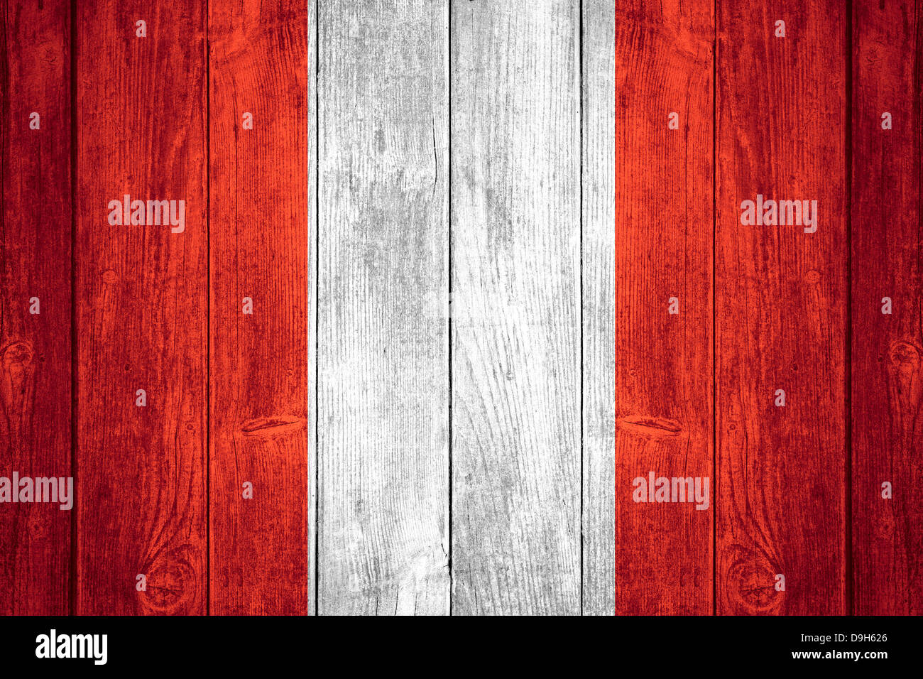 Peru flag or red and white Peruvian banner on wooden background Stock ...