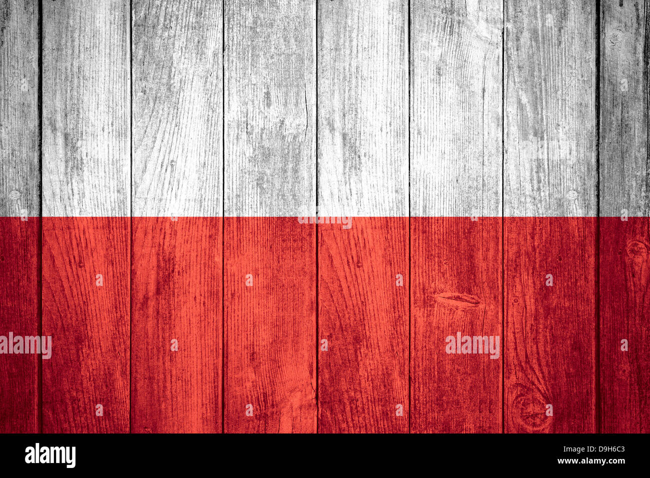 flag of Poland or white and red Polish banner on wooden background ...