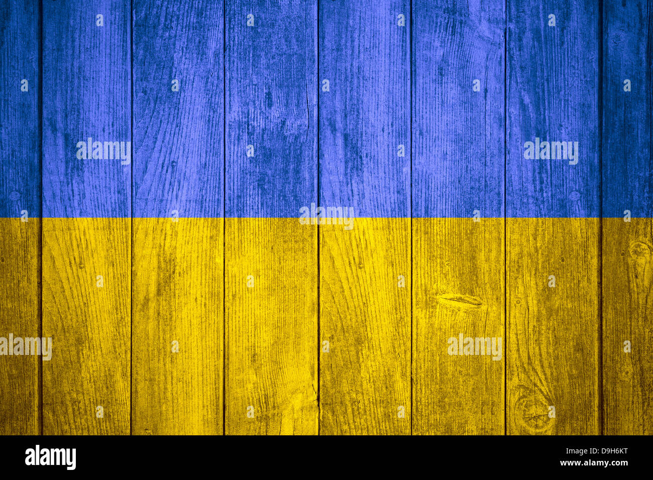 flag of Ukraine or blue and yellow Ukrainian banner on wooden ...