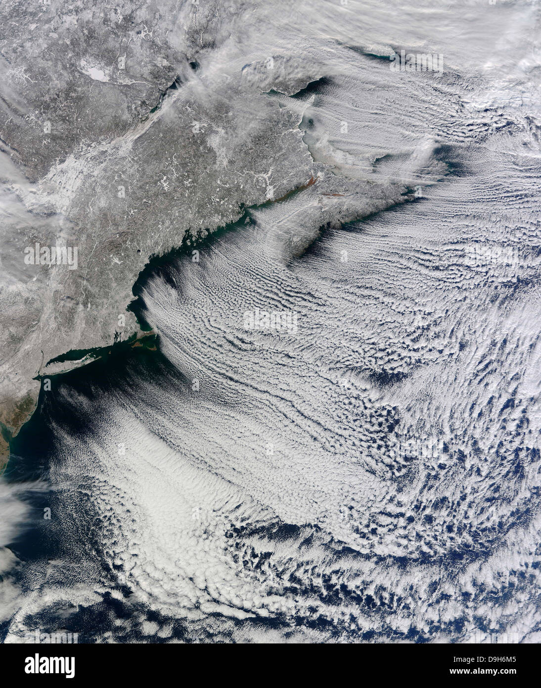Satellite view of clouds across the skies of the North Atlantic Stock ...
