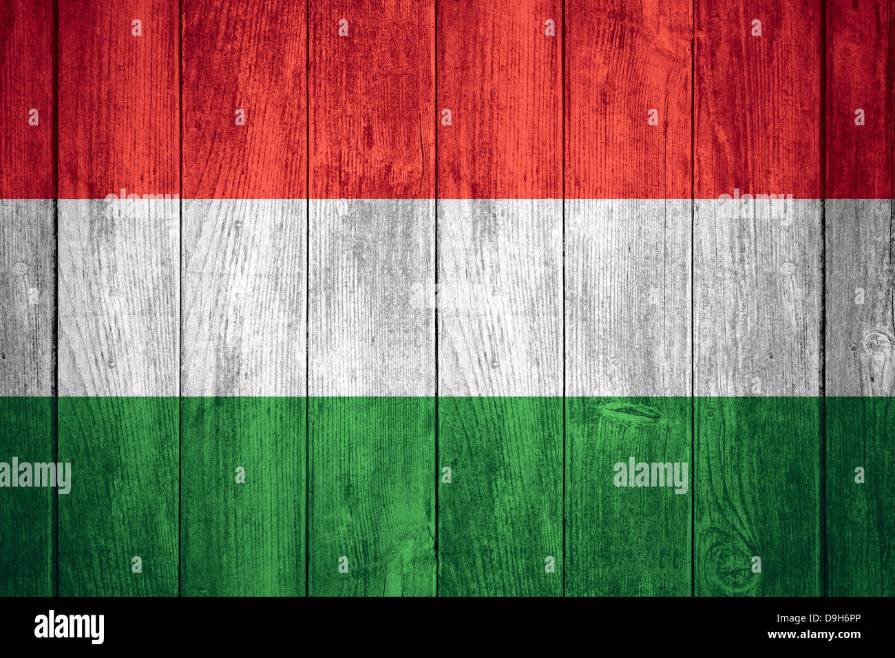 flag of Hungary or red, white and green Hungarian banner on wooden ...