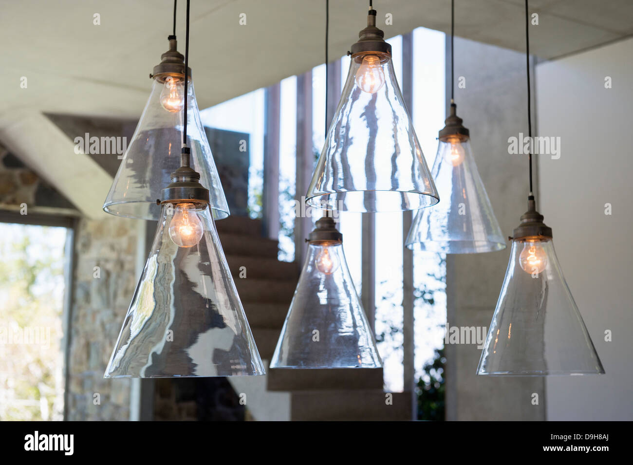 Electric lamps lit up at home Stock Photo - Alamy