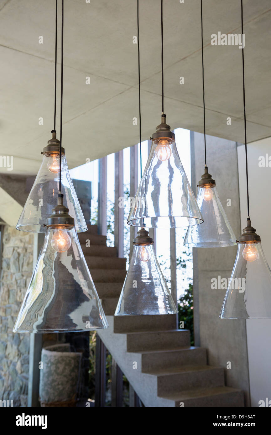 Electric lamps lit up at home Stock Photo - Alamy