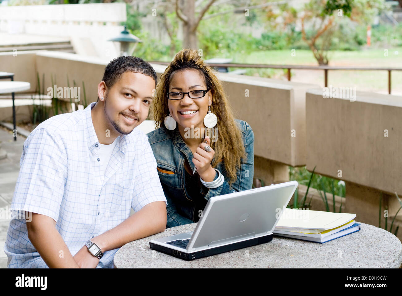 two happy African college students on campus Stock Photo - Alamy