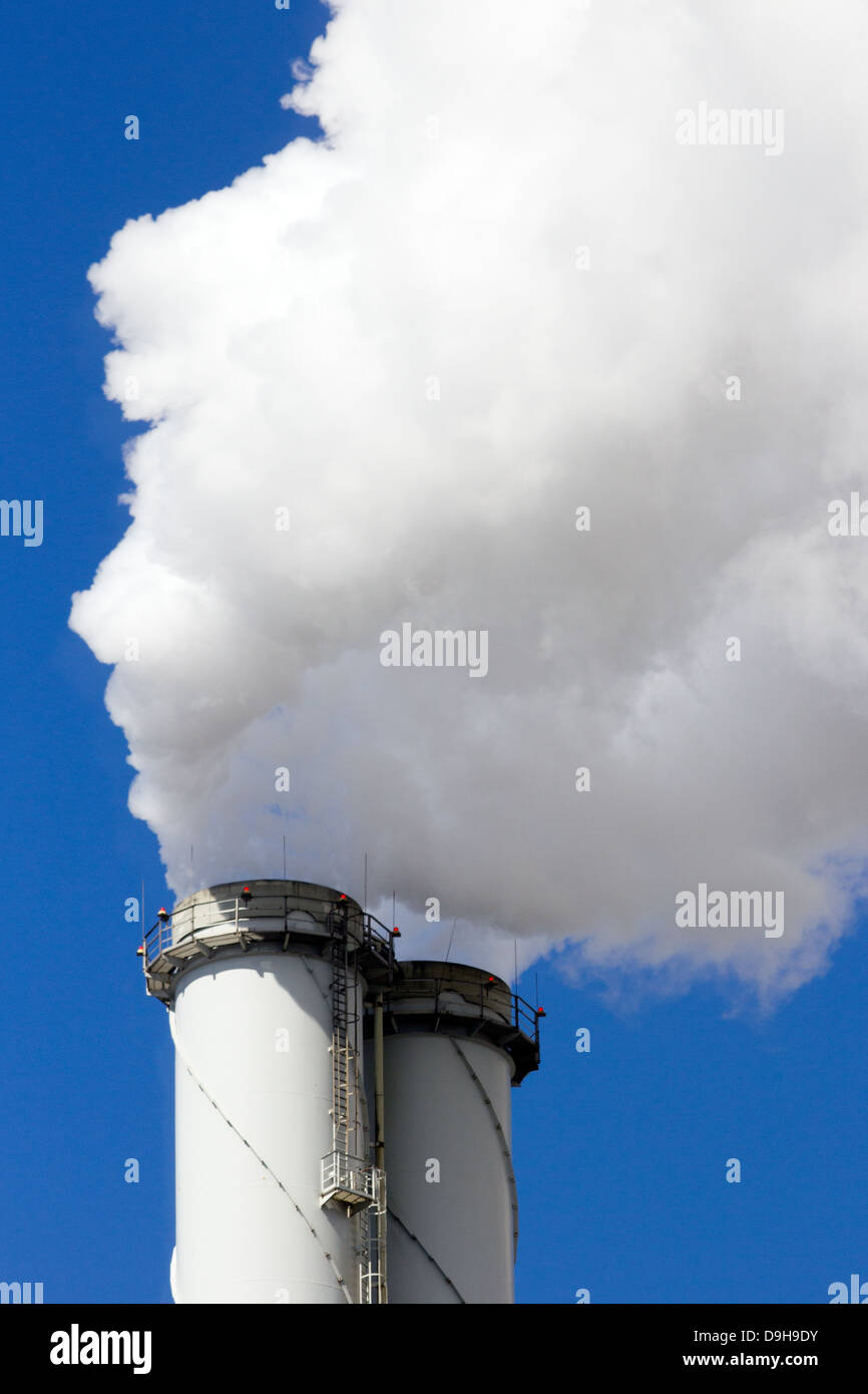 Power plant chimney emission Stock Photo - Alamy