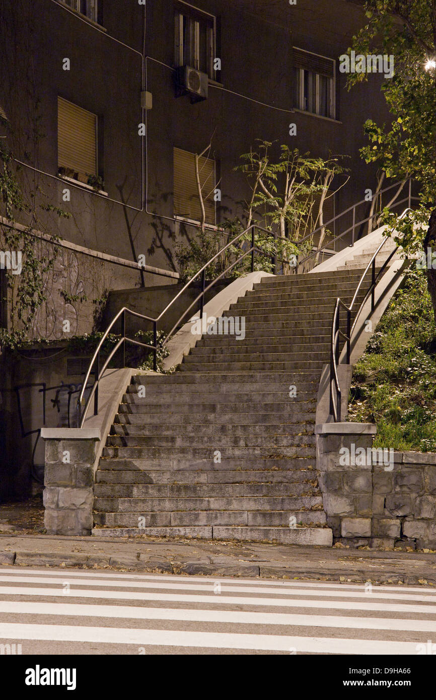 curved stairs and stripes in night time Stock Photo - Alamy