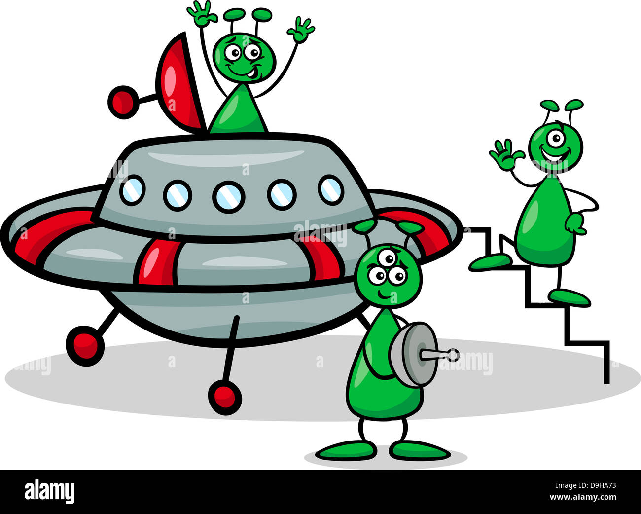 Cartoon Illustration of Three Funny Aliens or Martians Comic Characters ...