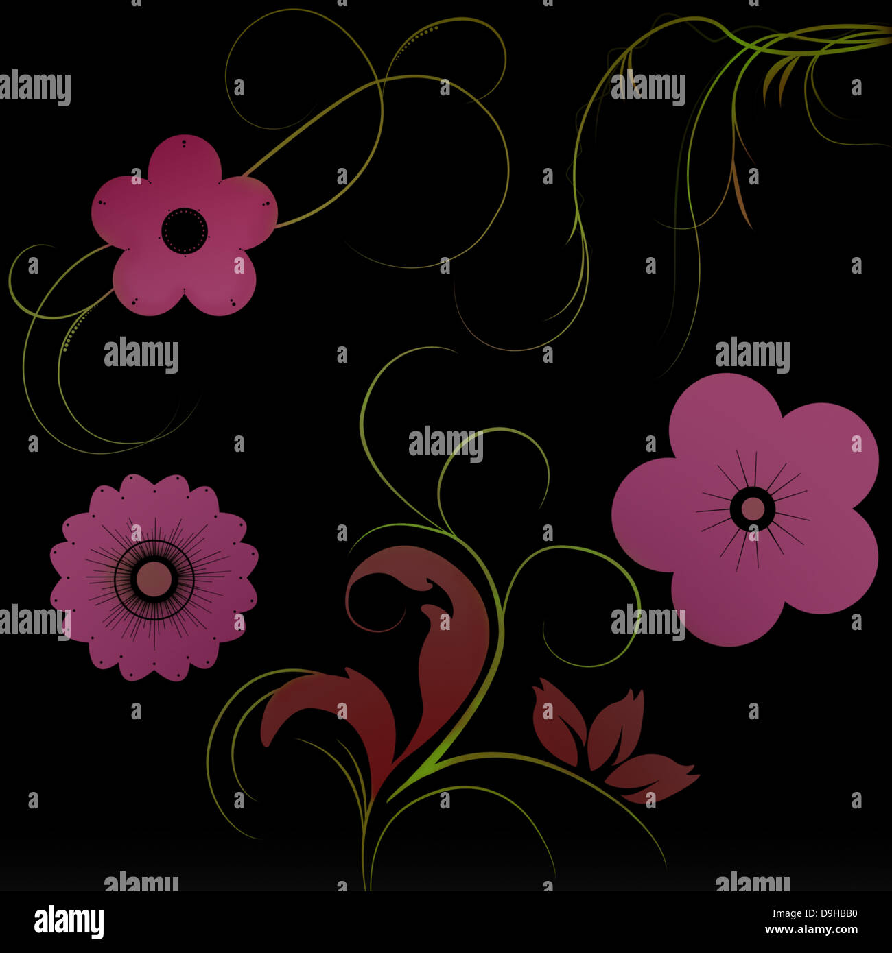 Beautiful illustrated flower background design with gradient Stock ...