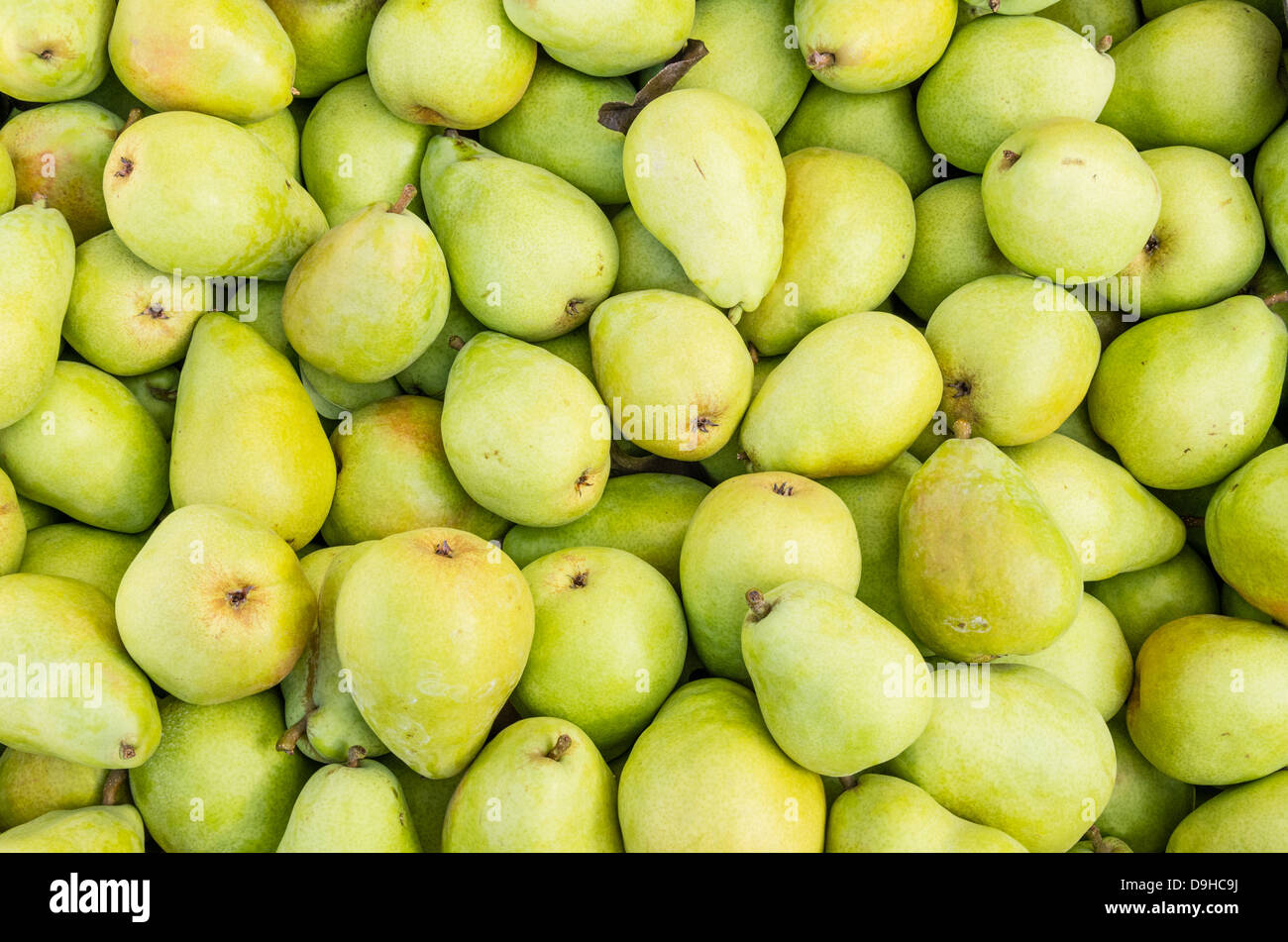 Fresh Bartlett pears on display at the farmer's market Stock Photo - Alamy