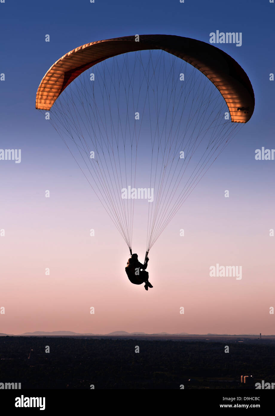 Evening paragliding session at Utah's Point of the Mountain Stock Photo ...