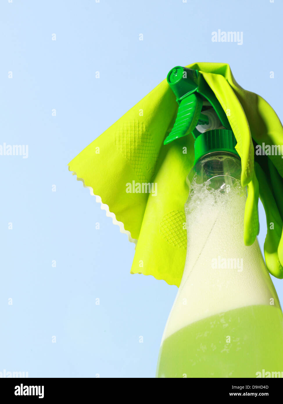 Cleaning window using tools - rag and spray detergent. Spring cleaning ...