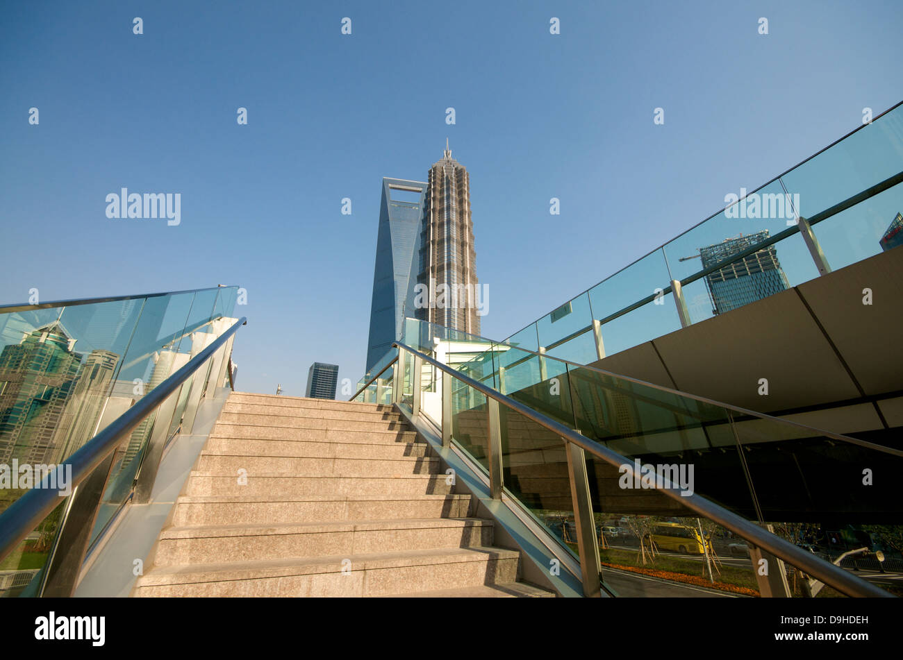 Shanghai modern building above stairs Stock Photo - Alamy