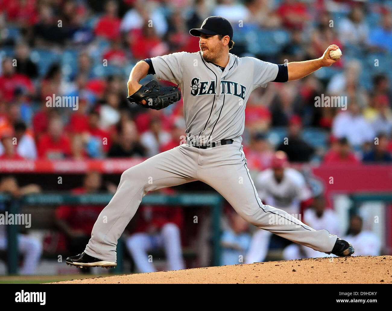 Anaheim, CA, USA. 19th June, 2013. Seattle Mariners starting pitcher ...