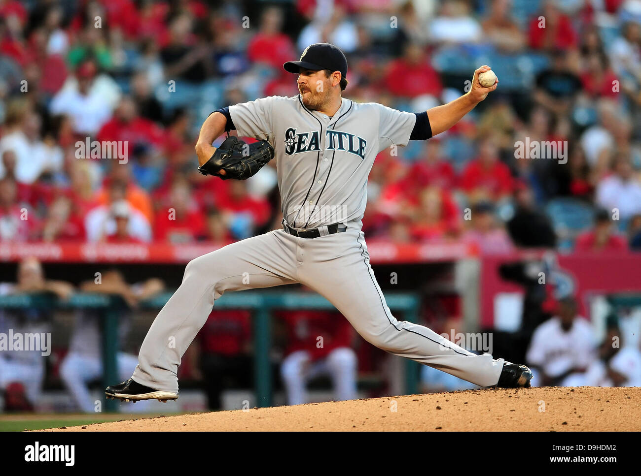 Anaheim, CA, USA. 19th June, 2013. Seattle Mariners starting pitcher ...