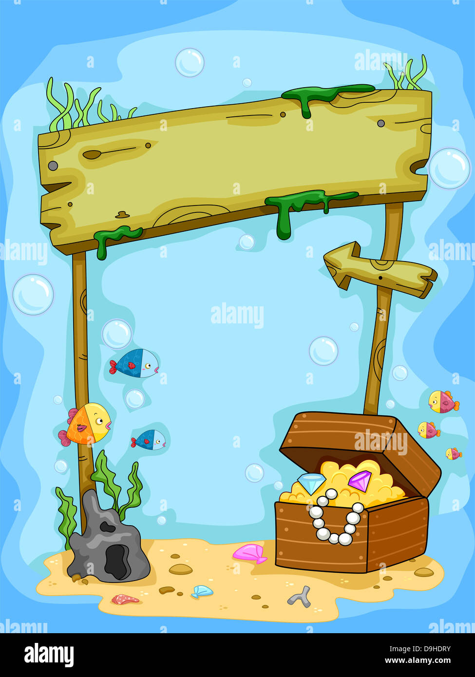 Background Illustration of Blank Sign Underwater Stock Photo - Alamy