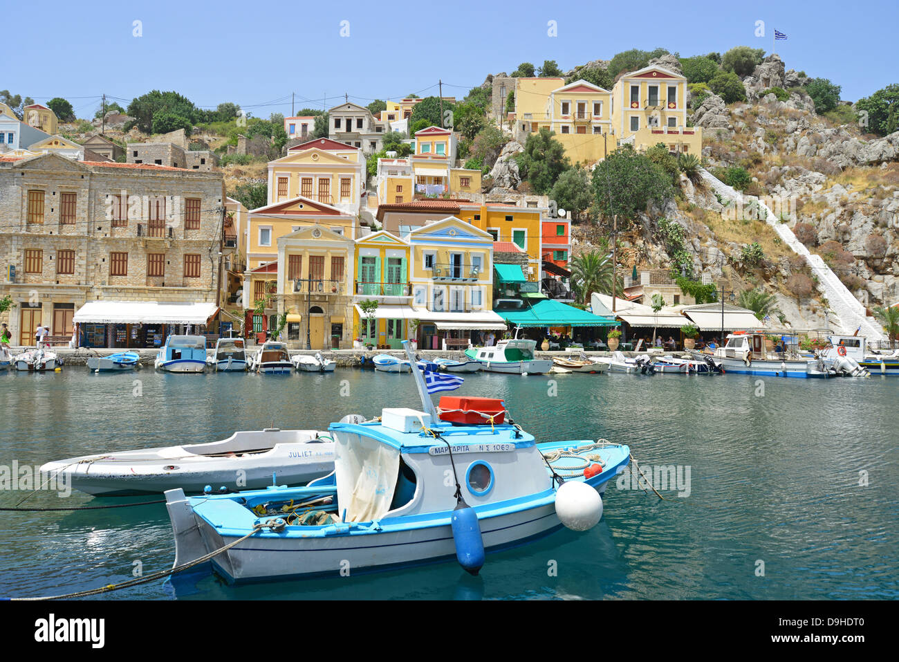 Traditional fishing boats in Symi Harbour, Symi (Simi), Rhodes (Rodos ...