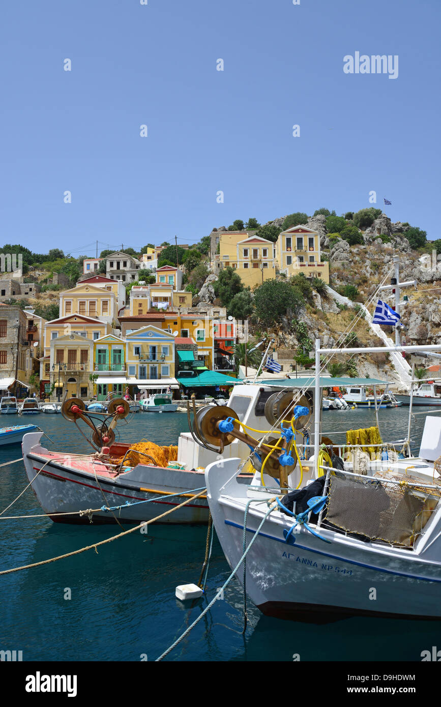 Traditional fishing boats in Symi Harbour, Symi (Simi), Rhodes (Rodos ...
