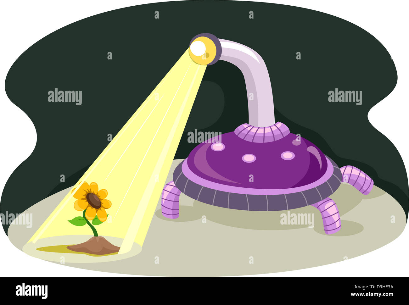 Illustration of Robot Giving Light to a Sunflower Stock Photo - Alamy