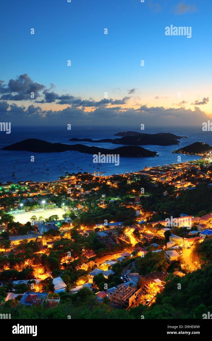 Virgin Islands St Thomas sunset mountain view with colorful cloud ...
