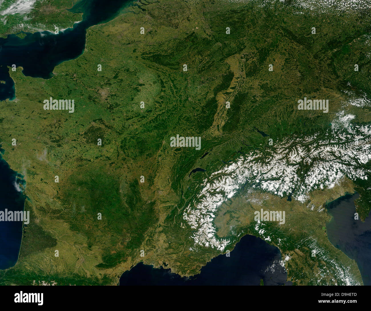 May 25, 2011 - True-color satellite view of France. To the southeast ...