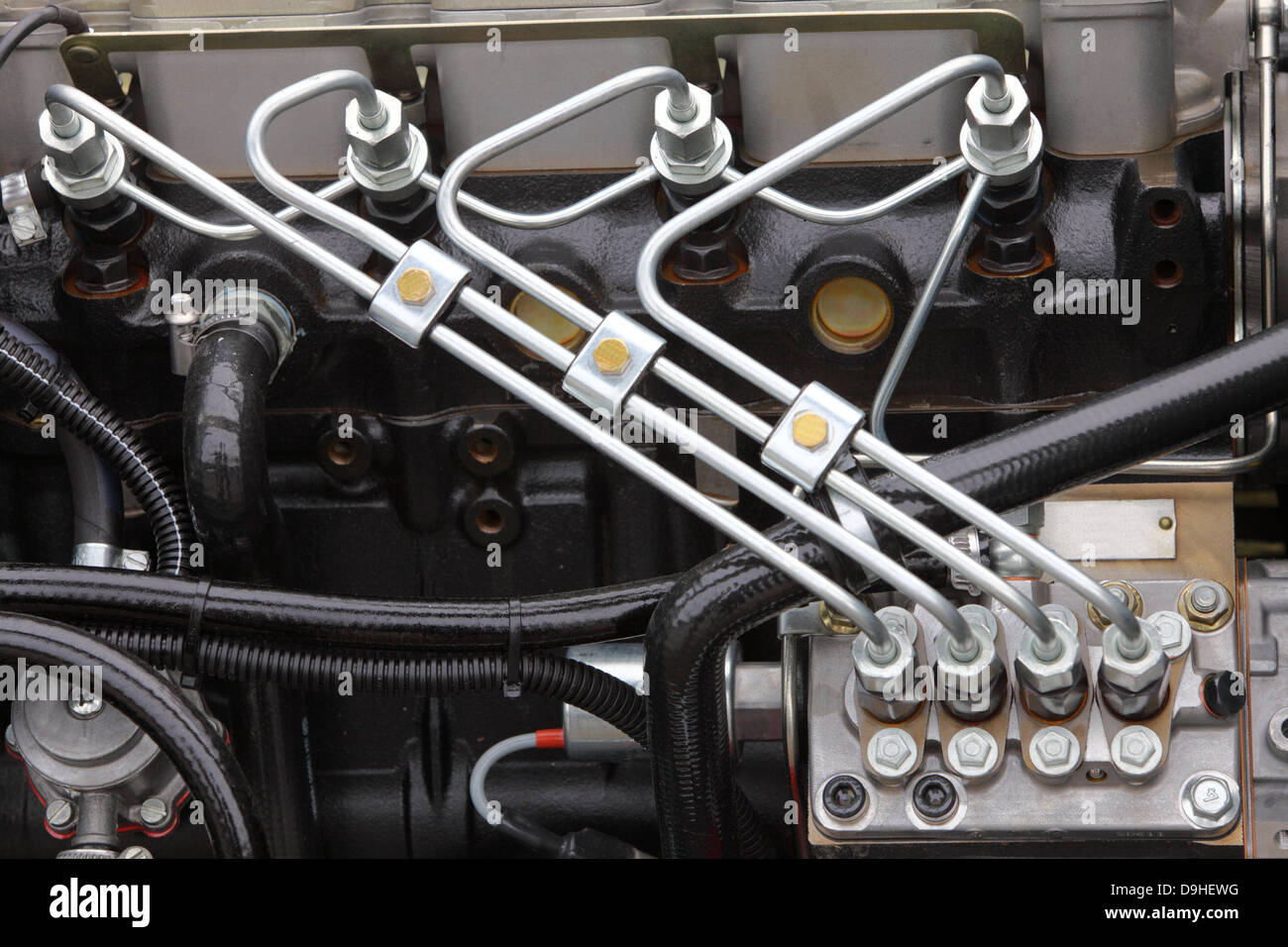 supply system for diesel fuel, clean motor block, diesel engine detail ...