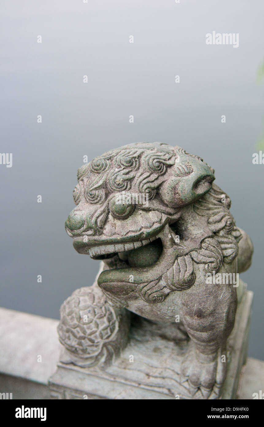 Stone Chinese Lion Statue Jing An Temple Shanghai Stock Photo - Alamy