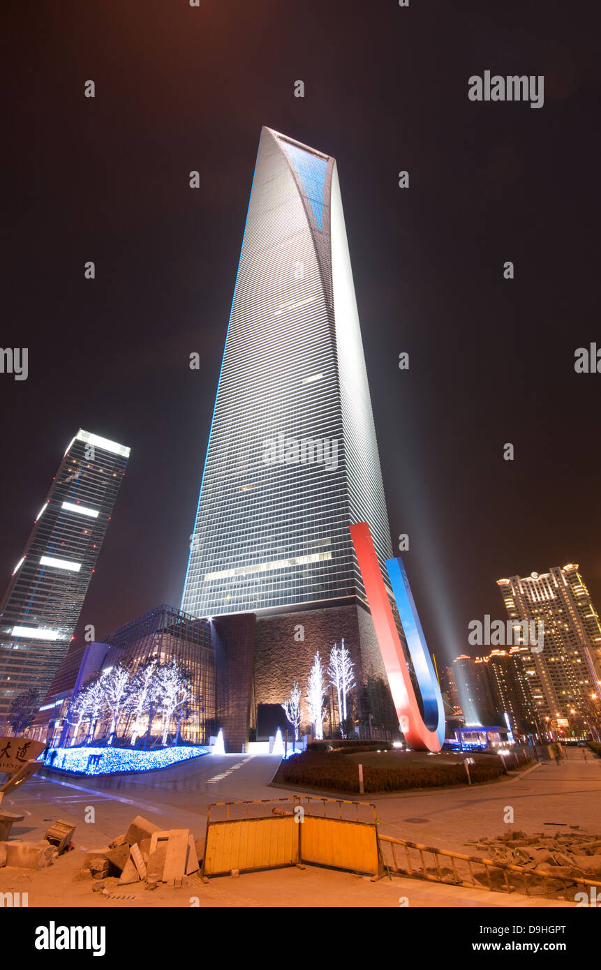 World Financial Center in Pudong (SWFC) at night Stock Photo - Alamy